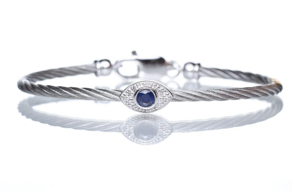 Evil Eye Bangle with Sapphire and Diamonds | Alef Bet – Alef Bet by Paula